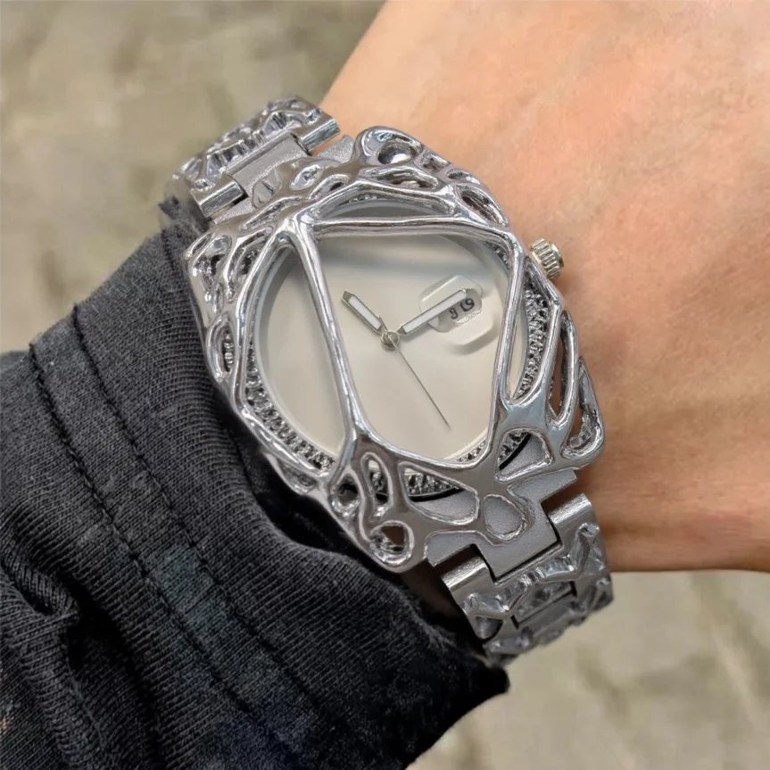 Hot Sell Silver Original Quartz Watch Men's Antique Alabaster Y2K Demon ...