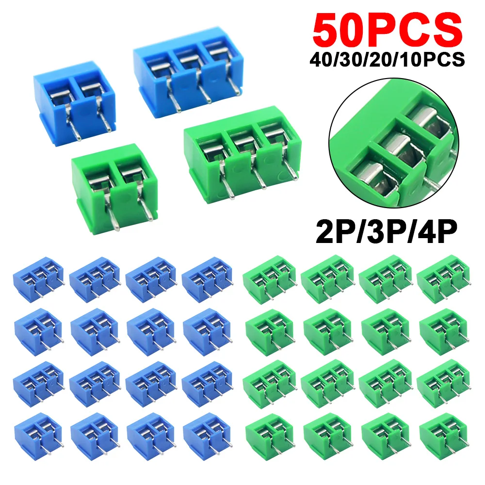 10-50PCS-PCB-Terminal-Block-Stecker-Pitch-5-0mm-KF301-Gerade-Pin-2P-3P ...