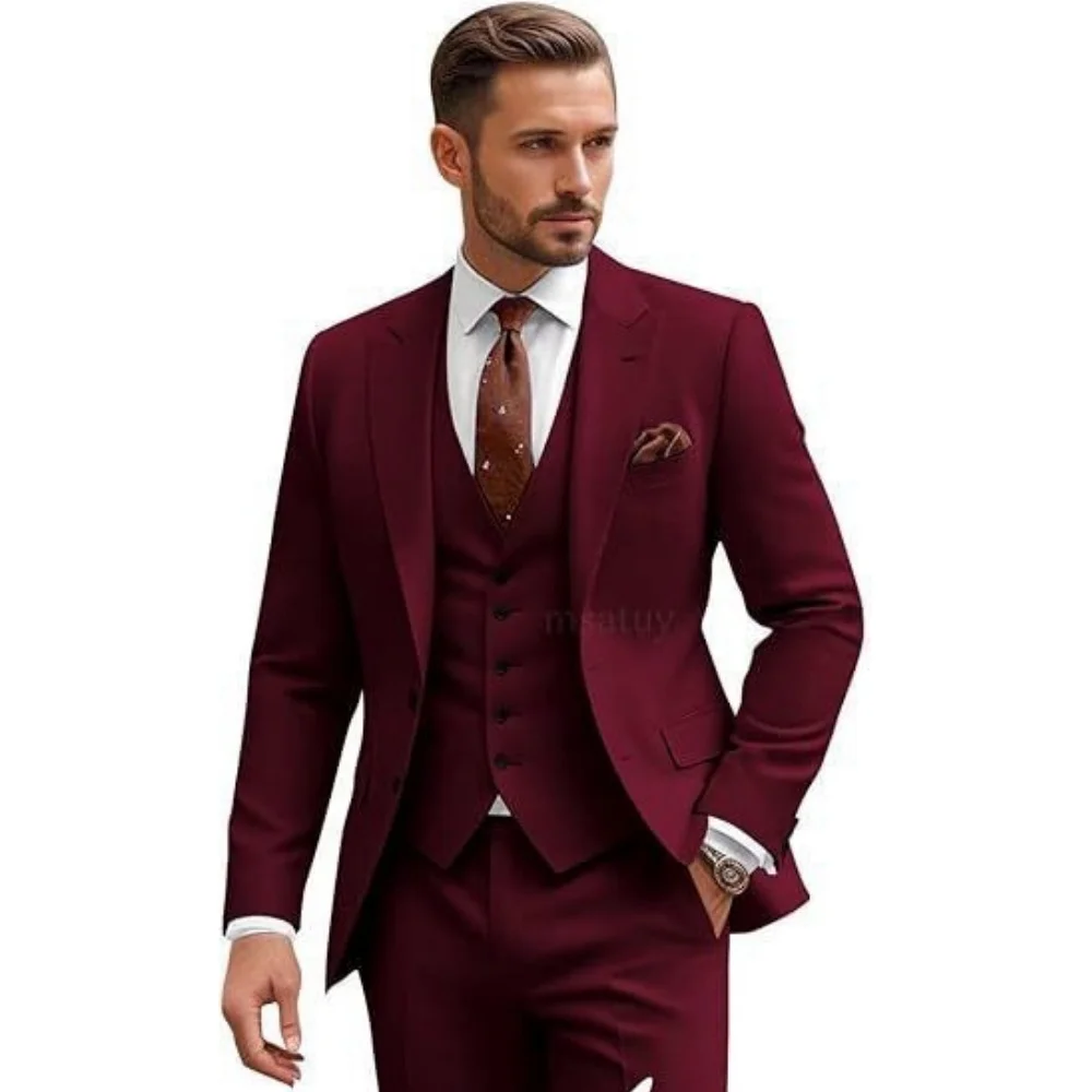 Conjunto completo elegante de casamento para homens, 3 peças (jaqueta ...