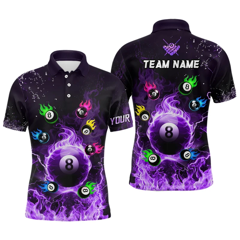 Fashion Billiards Pattern Polo Shirts For Men Summer Trend Custom Name ...