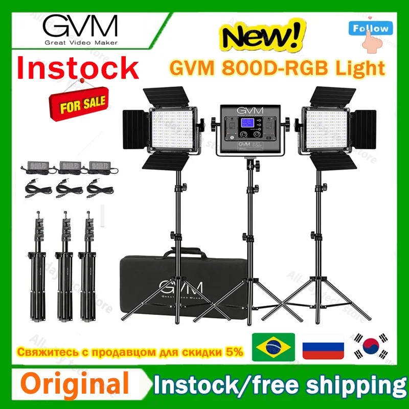 2-Packs-GVM-800D-RGB-LED-Photography-Lighting-3200K-5600K-8-Kinds-Scene ...