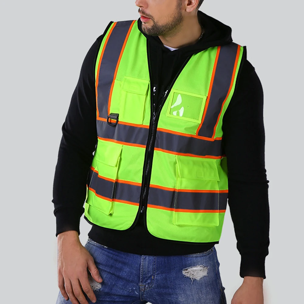 Custom Logo Safety Vests with High Visibility Stripes for Construction ...