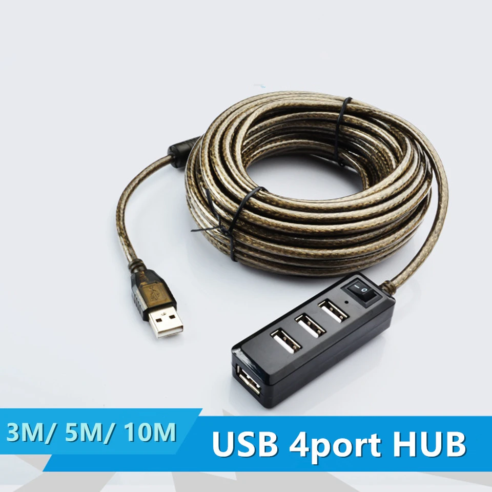 4ports Usb 2.0 Hub Extension Cable Male To Female Active Repeater Built ...