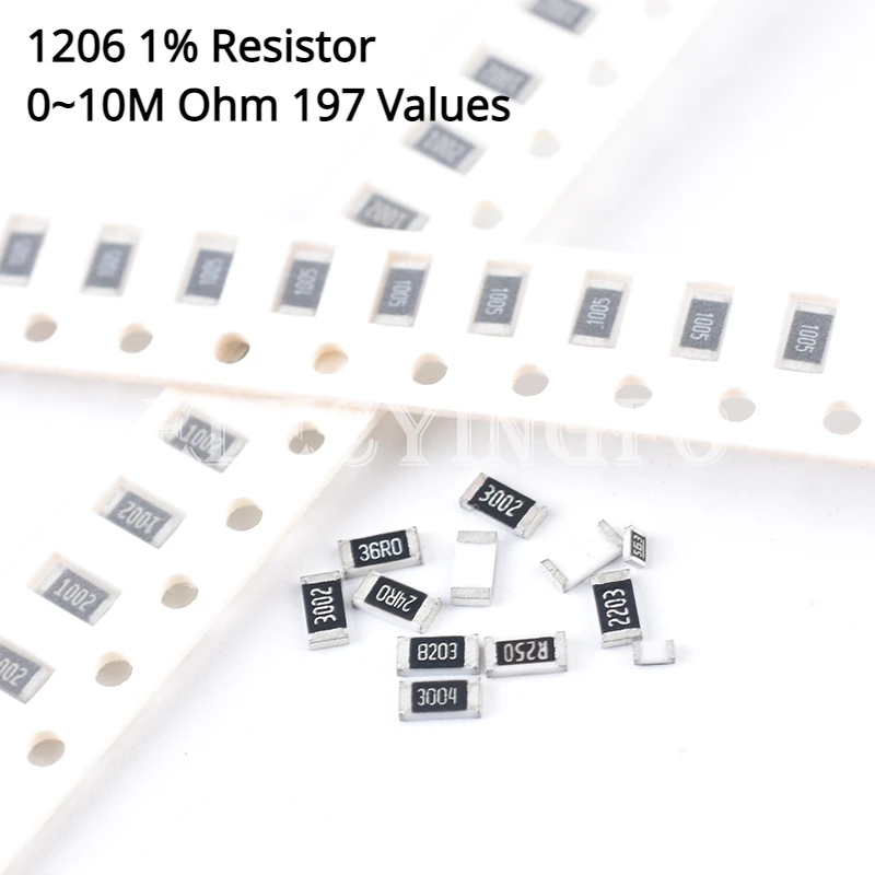 100pcs-Lot-1206-0-ohm-10M-ohm-SMD-Resistor-1-1-4W-Chip-Surface-Mount ...