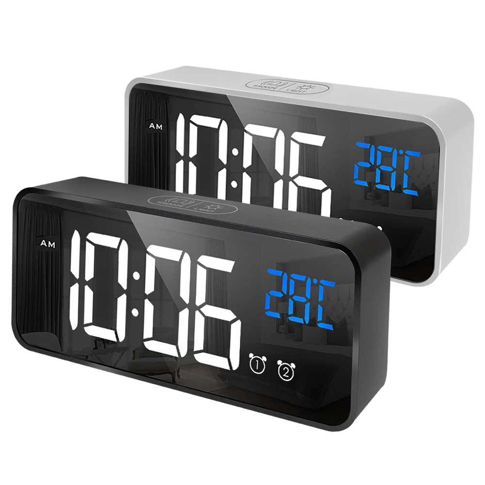 Table-Clock-3-Colors-Digital-Alarm-Clock-Rechargeable-Electronic-Music ...