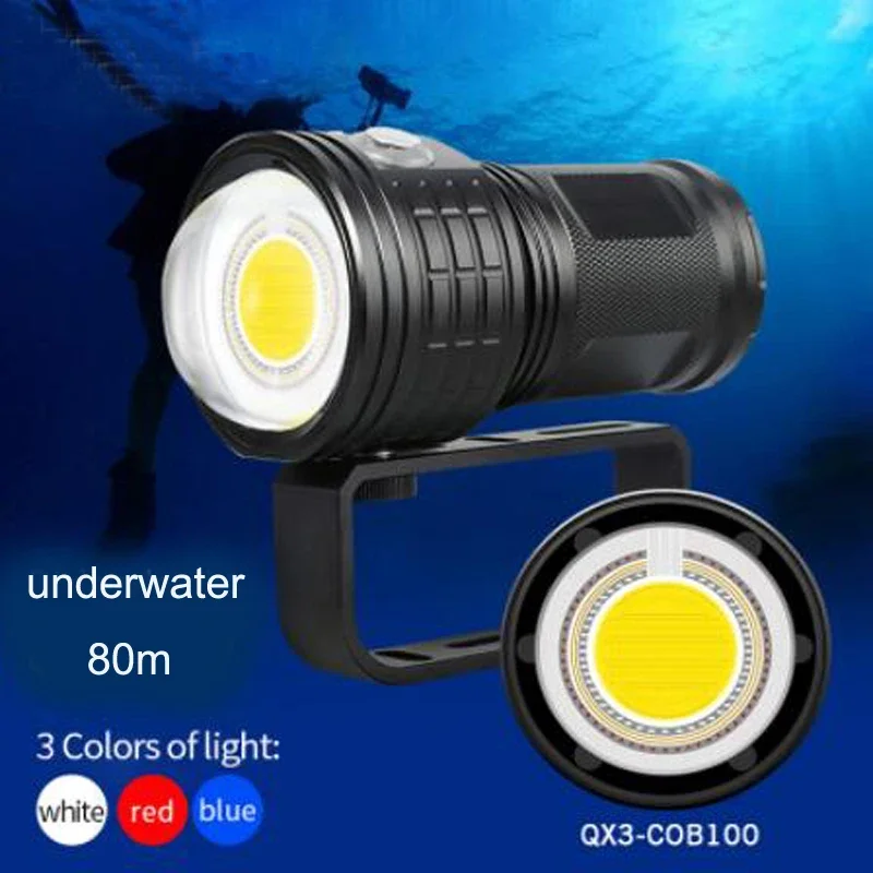 QX3-Underwater-80m-COB-LED-Dive-Torch-Ultra-Bright-Diving-Flashlight ...