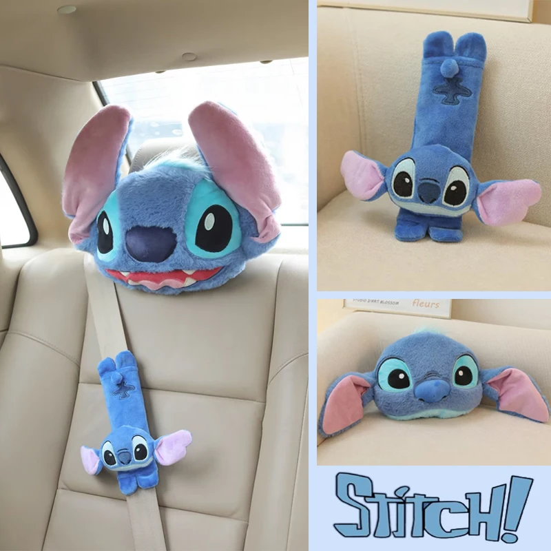 Disney-Stitch-Car-Seat-Belt-Cover-Neck-Pillow-Cartoon-Anime-Headrest ...