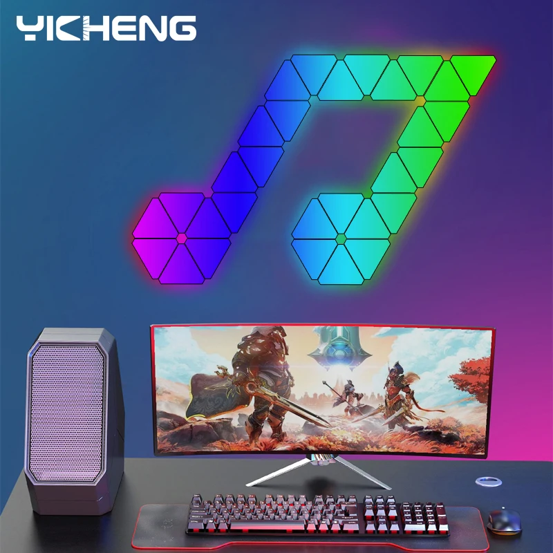 Smart RGBIC LED Triangle Wall Lamp 40/20 PCS Night Ambient Light Remote ...