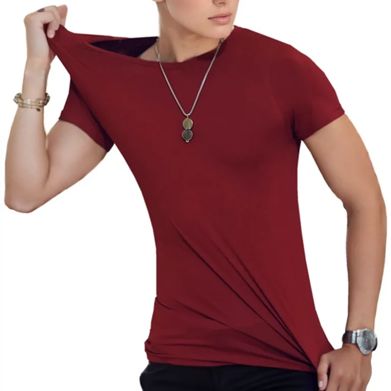 Trendy-Men-Summer-Pure-Color-Short-Sleeve-Round-V-neck-T-shirt-Casual ...
