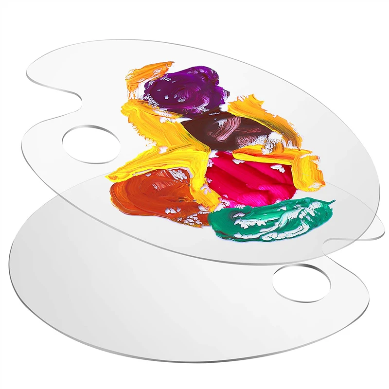 2pcs-Transparent-Acrylic-Paint-Palettes-Oval-Shape-Easy-Clean-Clear-Non ...