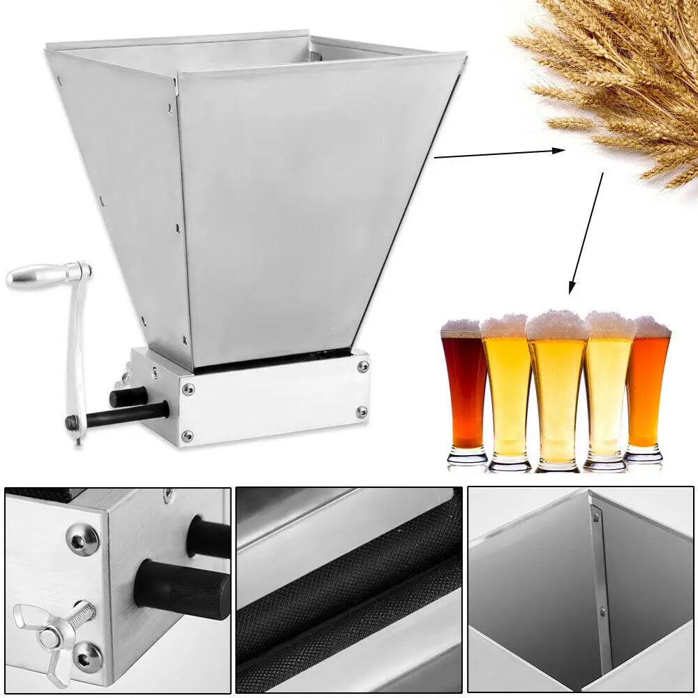 4L 2 Roller Stainless Steel Malt Crusher Heavy Duty Malt Mill Homebrew ...