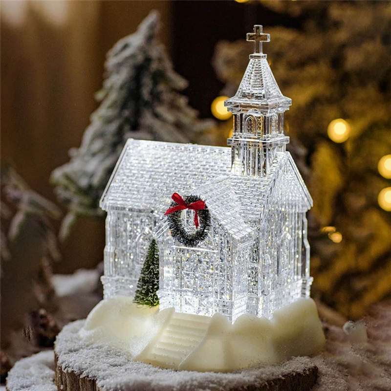 Christmas Decoration Crystal Ball Snow House Music Box Acrylic ...