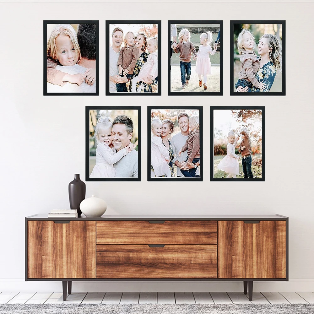 Multiple-Photo-Picture-Frame-Set-Wall-Decor-Combina-o-de-Madeira-Preta ...