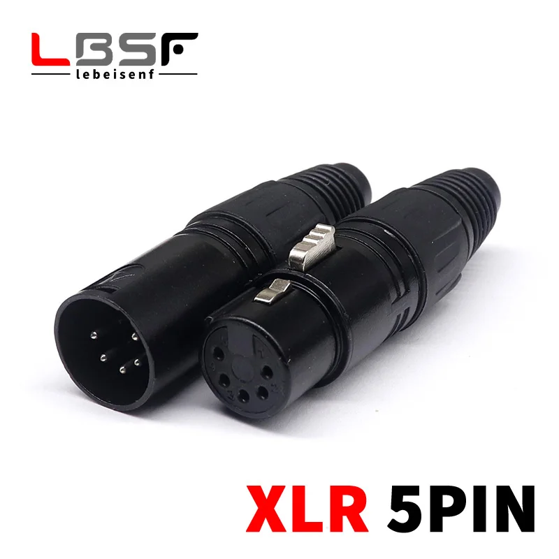 XLR 5 Pin Male/Female Microphone Audio Cable Plug Connector Cannon MIC ...