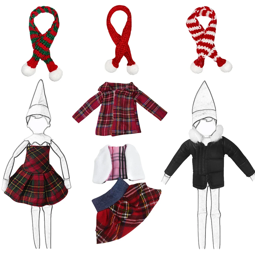 On-the-Shelf-Red-Boy-Elf-Doll-Winter-Christmas-Plaid-Coat-Dress-Gifts ...