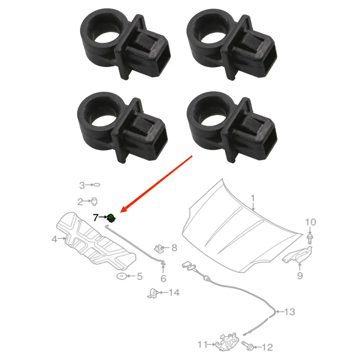 Hood-Prop-Rod-Anchor-Clip-Grommet-For-Nissan-Sentra-2007-2008-2009-2010 ...