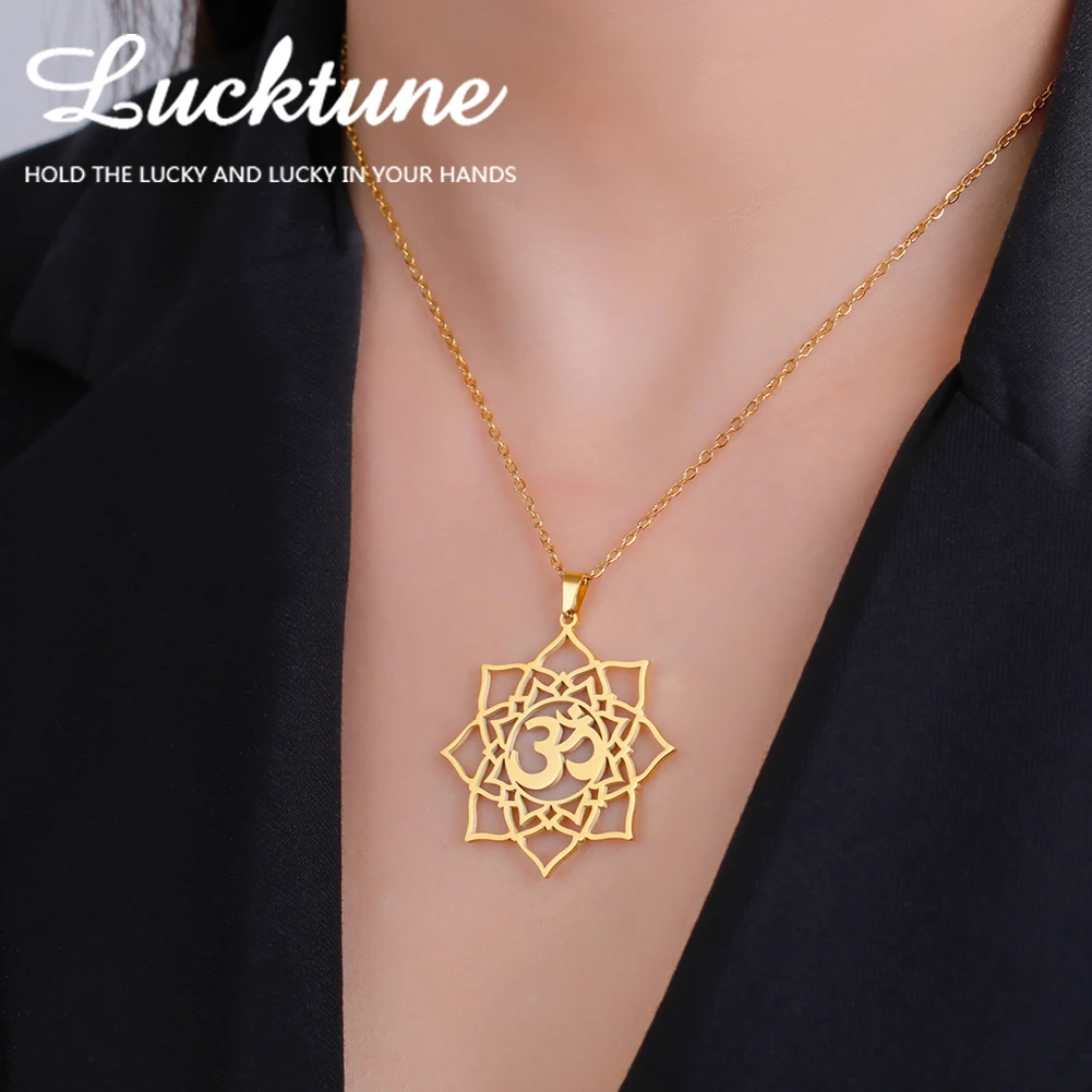 Lucktune-Lotus-Om-Yoga-Chakra-Symbol-Anh-nger-Halskette-Frauen-Edelstahl-Buddhismus-Hindu ...