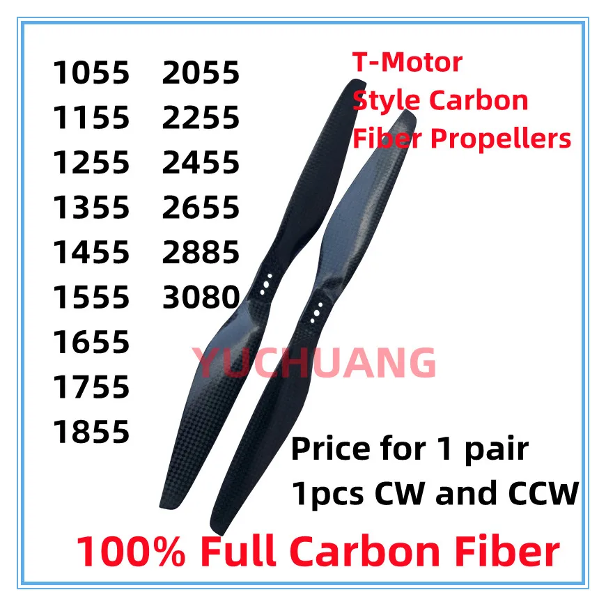 1Pair-T-Motor-style-Carbon-Fiber-Propellers-1055-1155-1255-1355-1455 ...