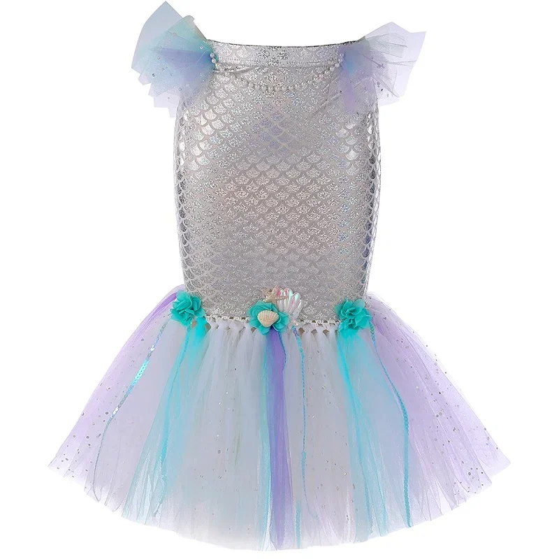 Falda tutú de sirena para niñas, escamas de pez, trompeta, cola de pez ...
