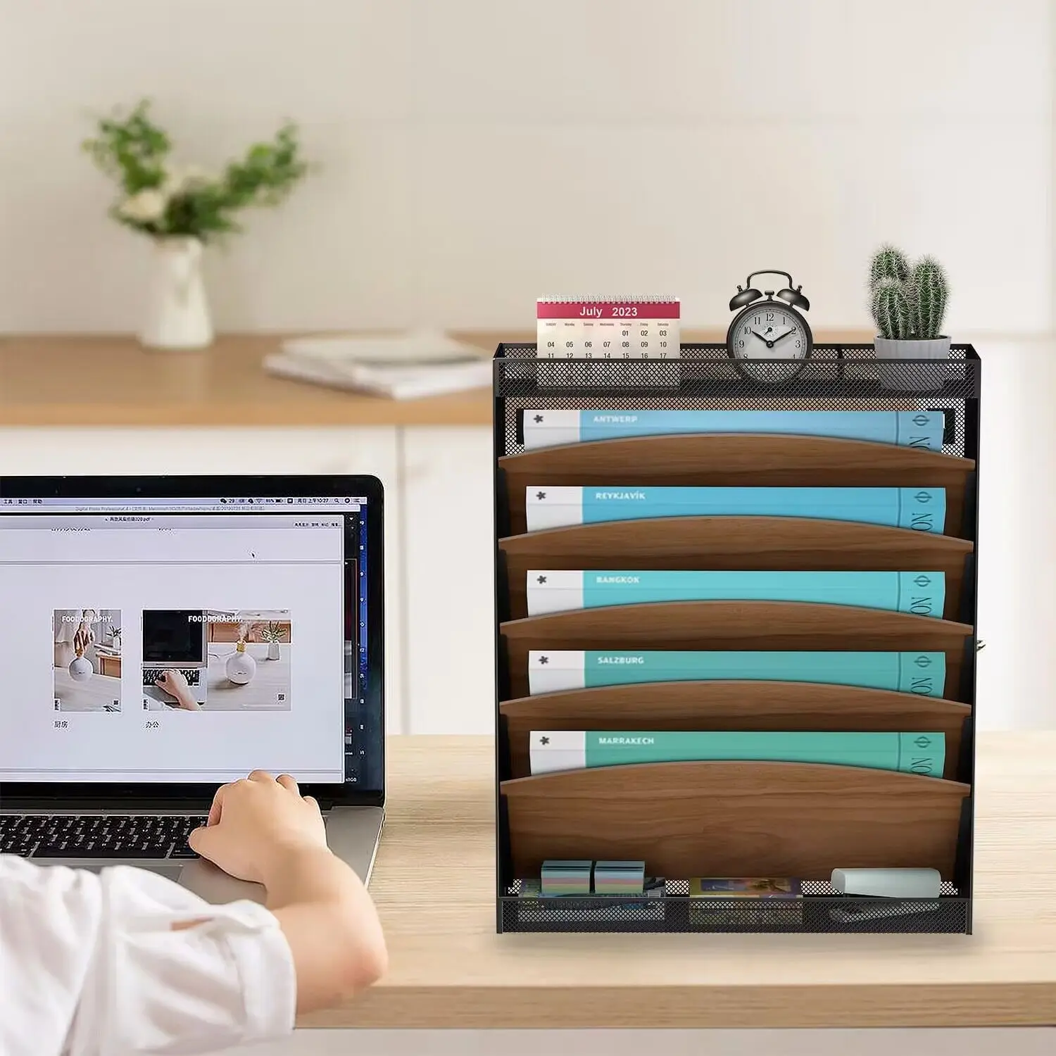 New-6-Layer-Metal-Desktop-Shelf-Black-Large-Capacity-Multi-Functional ...