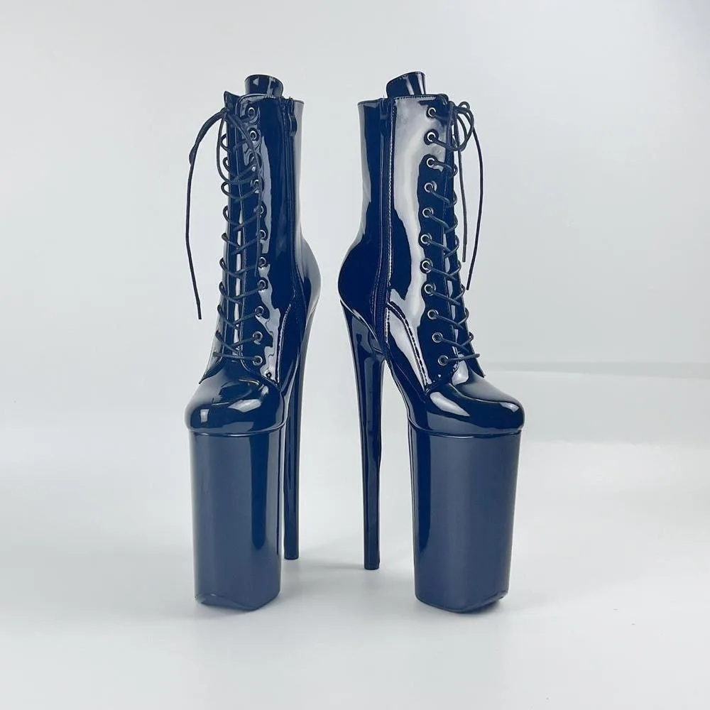 Ultra-High-Heel-26CM-Lacquer-Leather-Ankle-Boots-for-Men-and-Women ...