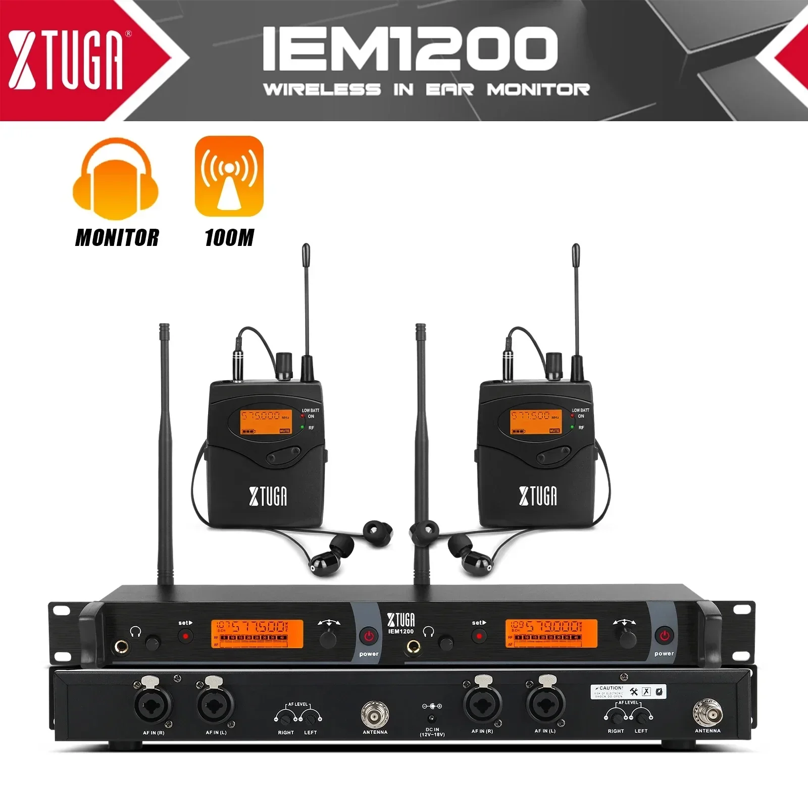 XTUGA-IEM1200-Professional-In-Ear-Monitor-System-Multi-Channel-Bodypack ...