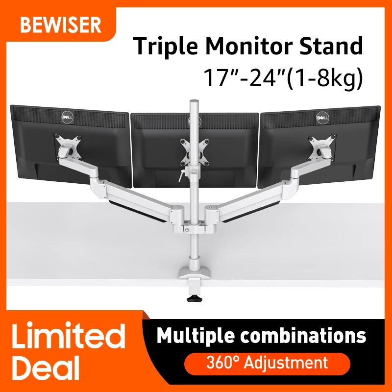 Bewiser-Three-Monitor-Stand-Holder-Arm-Fit-Size-17-24-inch-1-8kg-For ...