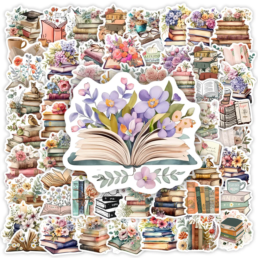 Watercolor Book with Flower Aesthetic Stickers DIY Gift Decal for ...