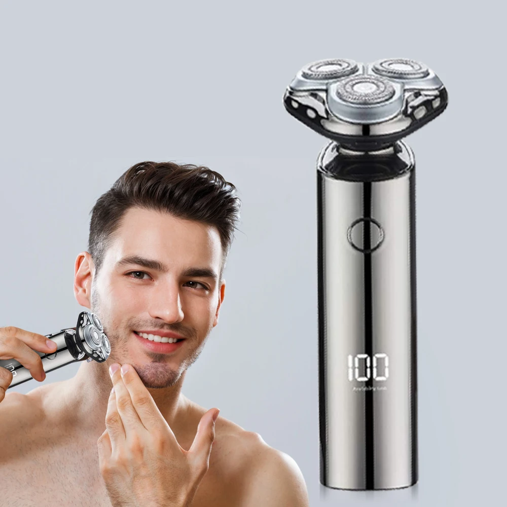 Electric rotary three-blade shaver, beard trimmer, rotary razor, USB ...