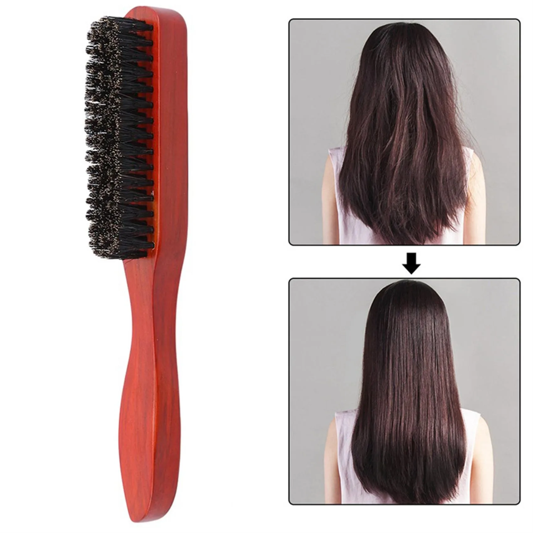 Professional-Salon-Teasing-Back-Hair-Brushes-Boar-Bristle-Wood-Slim ...