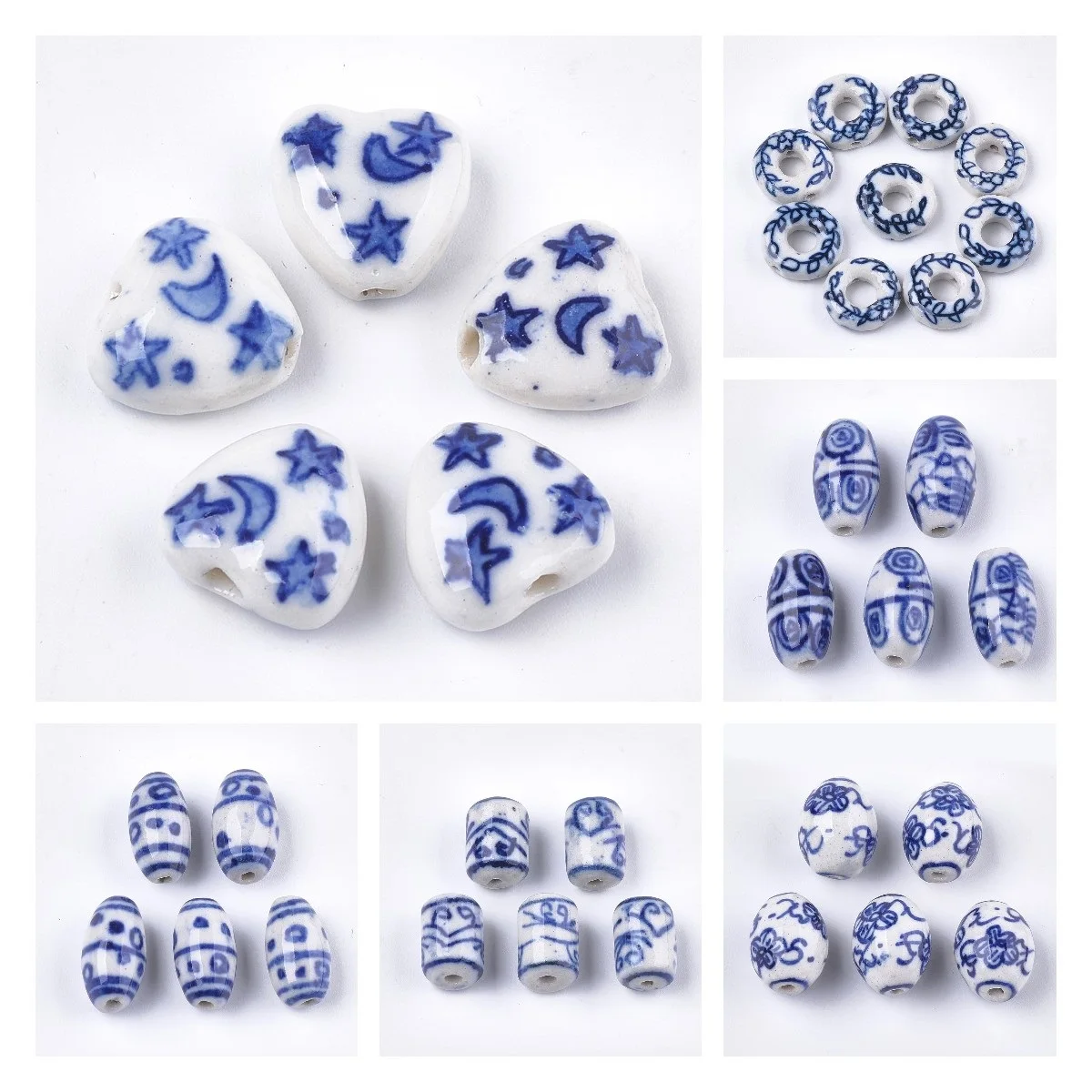 50pcs-Flower-Patterns-Porcelain-Beads-Handmade-Ceramic-Spacer-Beads-For ...