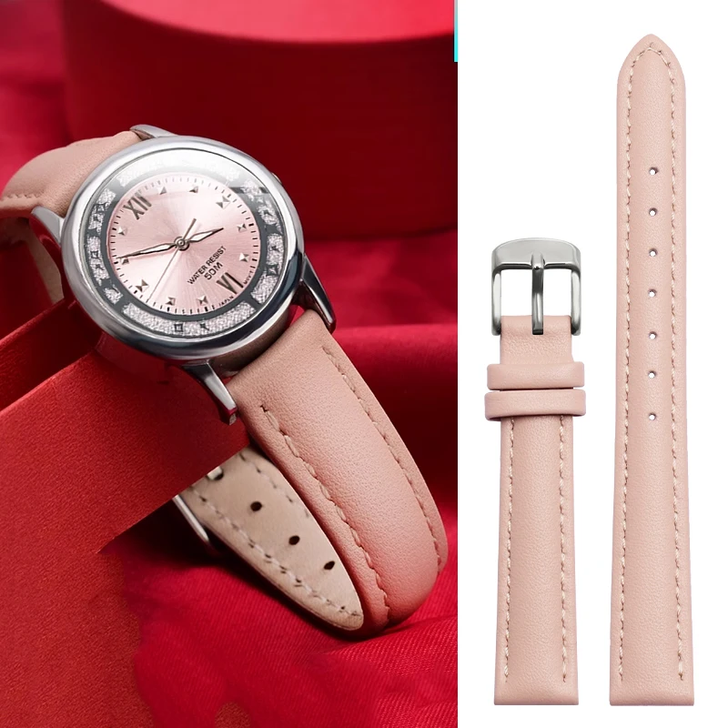 Women-s-Fashion-watch-strap-pink-cowhide-Genuine-Leather-watchband-Belt ...