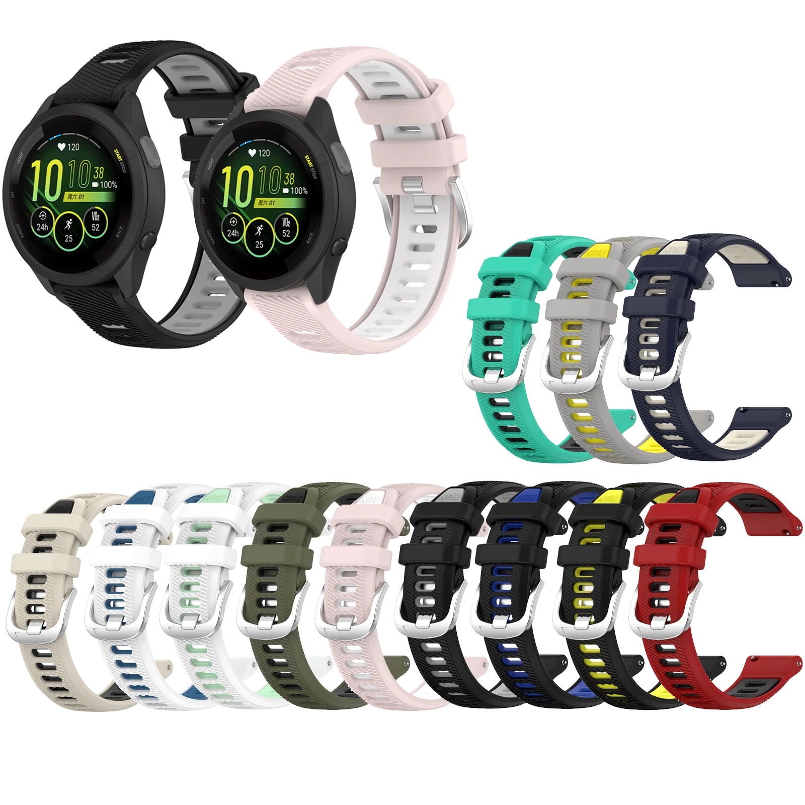 Silicone-Strap-For-Garmin-Forerunner-265-255-255S-265S-245-245M-645 ...