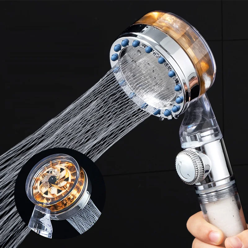 Shower-Head-High-Pressure-Filter-Spray-Nozzle-Bathroom-Turbine-Fan ...