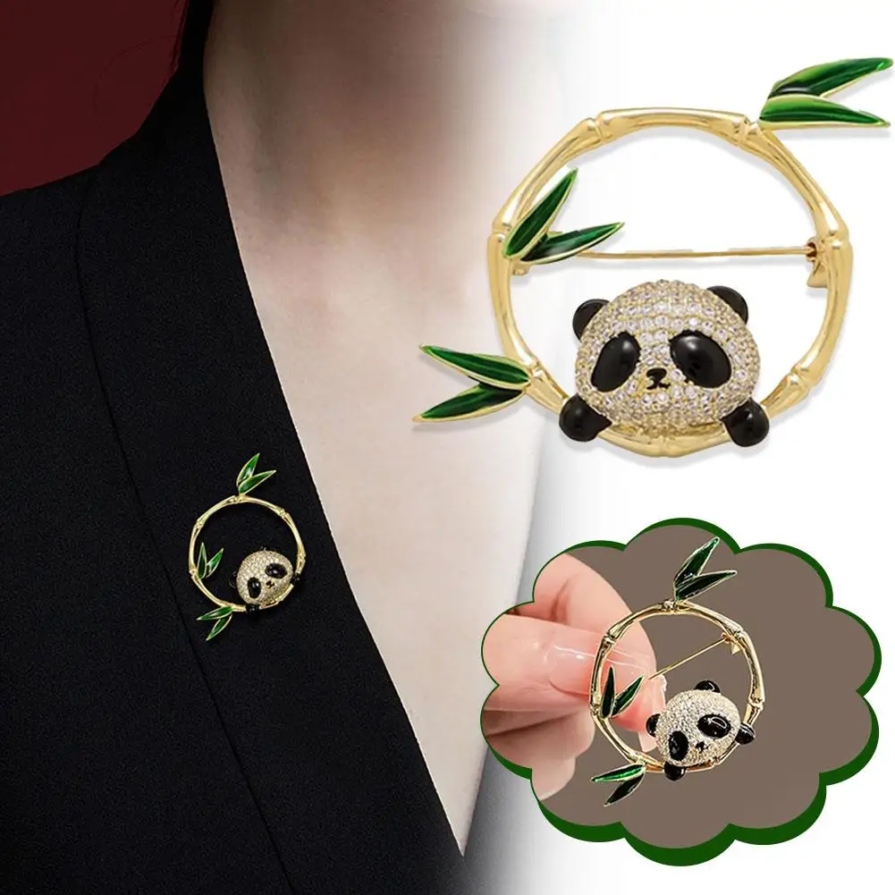 Cute-Lovely-Panda-Bamboo-Brooch-For-Women-Girls-Enamel-Rhinestone-Panda ...