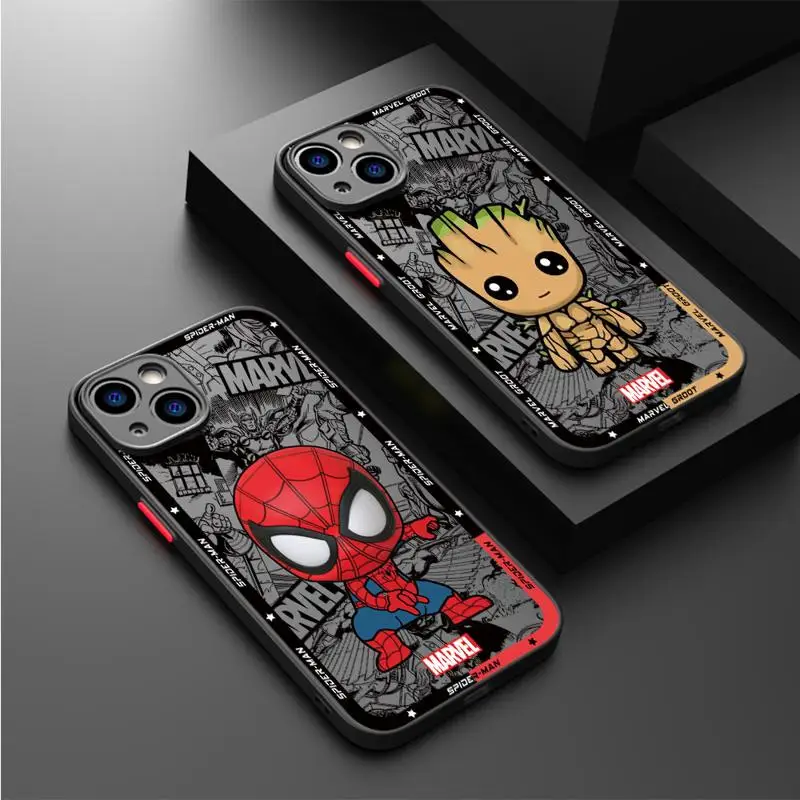 Funda-de-tel-fono-con-dibujos-de-Marvel-carcasa-dura-mate-Spiderman ...