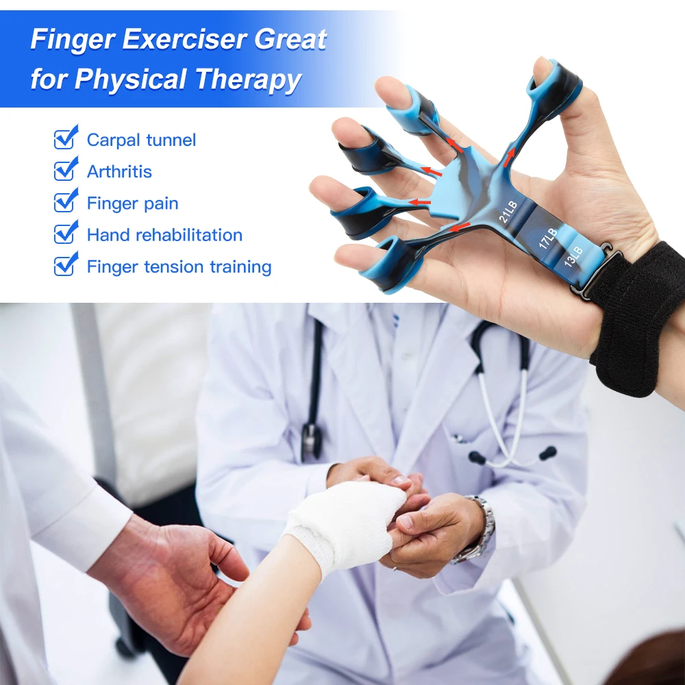 Finger Gripper 6 Resistant Finger Exerciser Strength Trainer Recovery ...