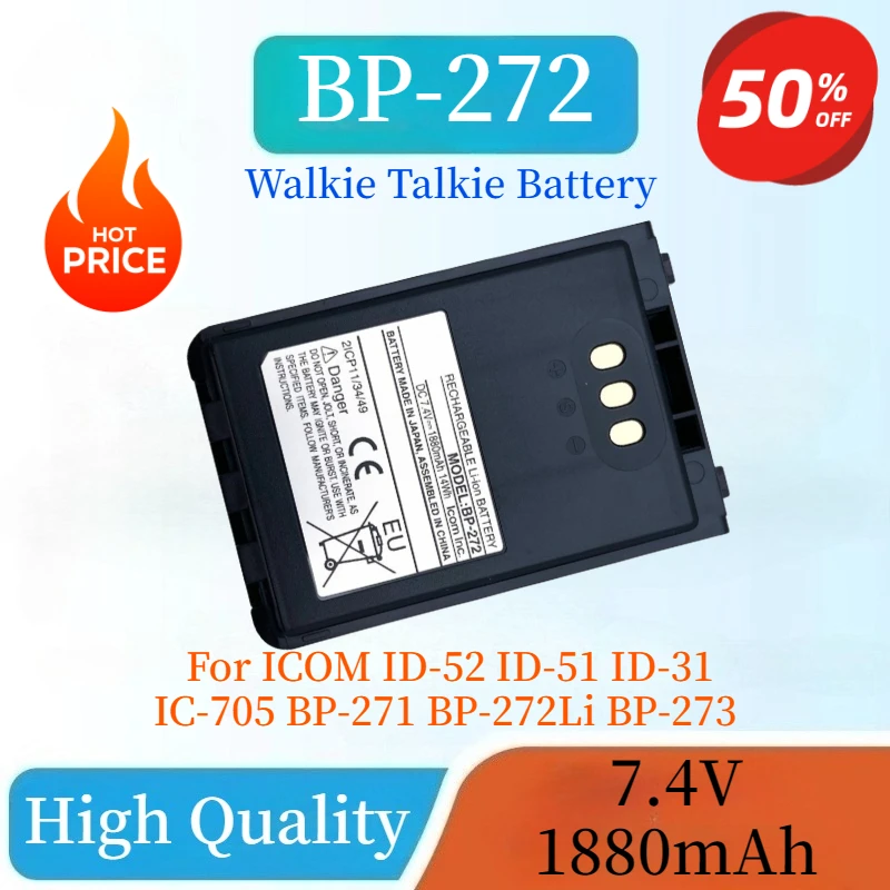 New BP-272 Walkie-talkie Battery 7.4V 1880mAh 14Wh for ICOM ID-52 ID-51 ...