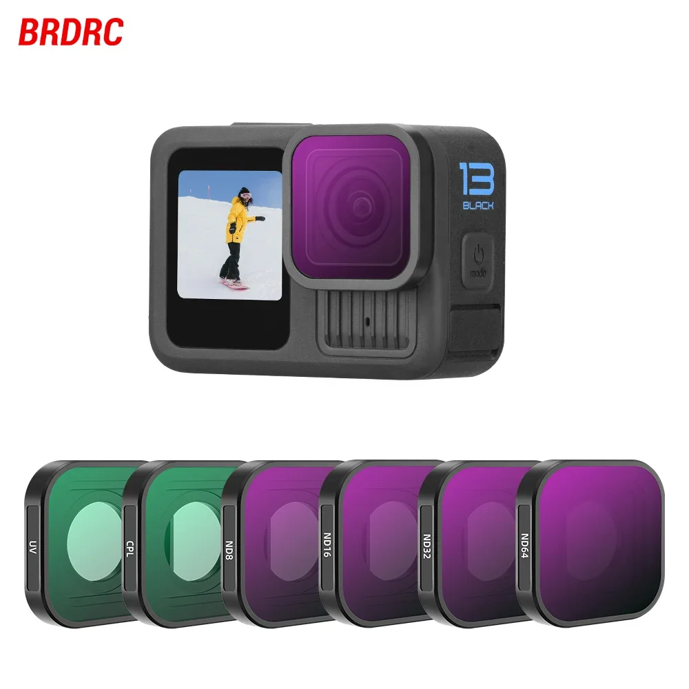 BRDRC-Lens-Filter-for-GoPro-Hero13-12-11-10-9-Aluminium-Alloy-Frame-UV ...