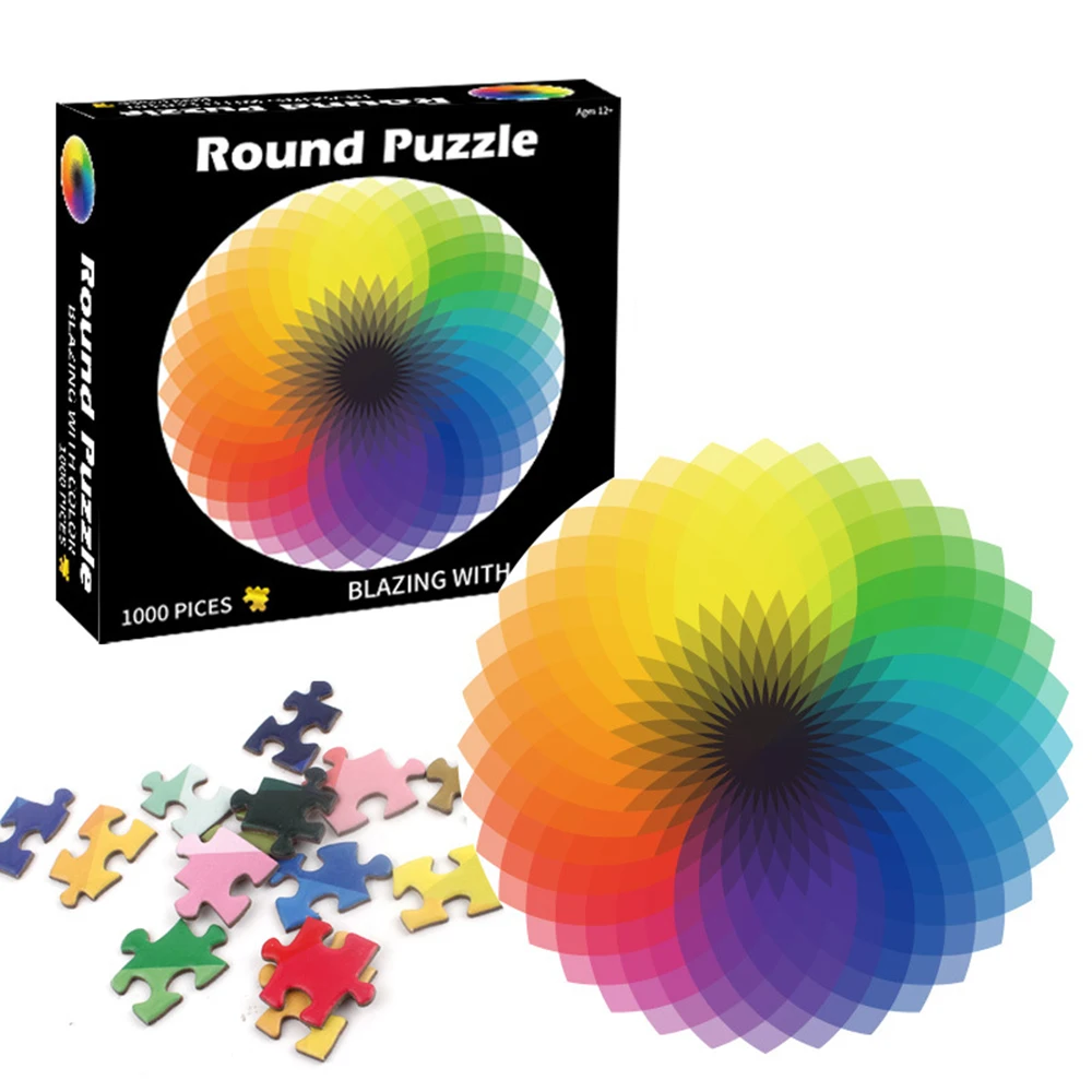 1000-pcs-set-Colorful-Rainbow-Round-Geometrical-Photo-Puzzle-Adult-Kids ...