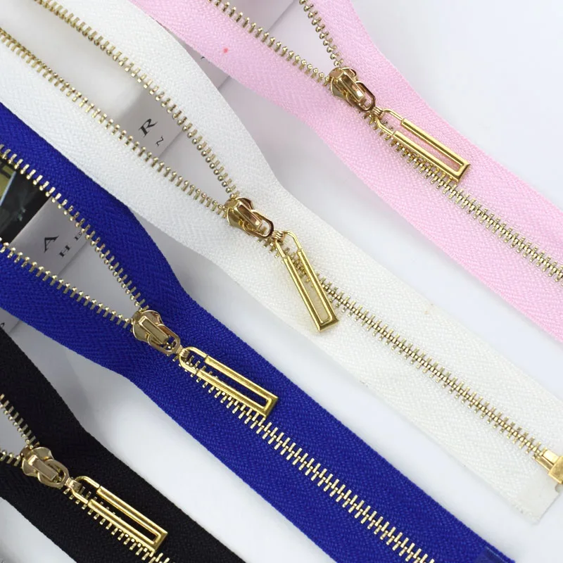 Meetee 2/5pcs 40-70cm Open-end 3# Metal Zipper Colorful Golden Tooth ...