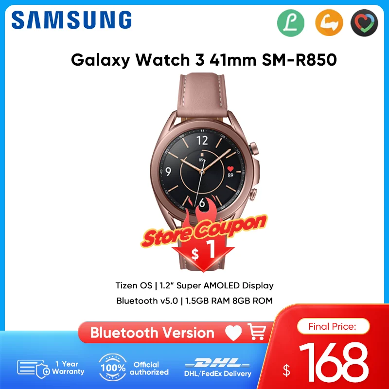 2022 Samsung Galaxy Watch 3 41mm SM-R850 Bluetooth Smartwatch Stainless ...