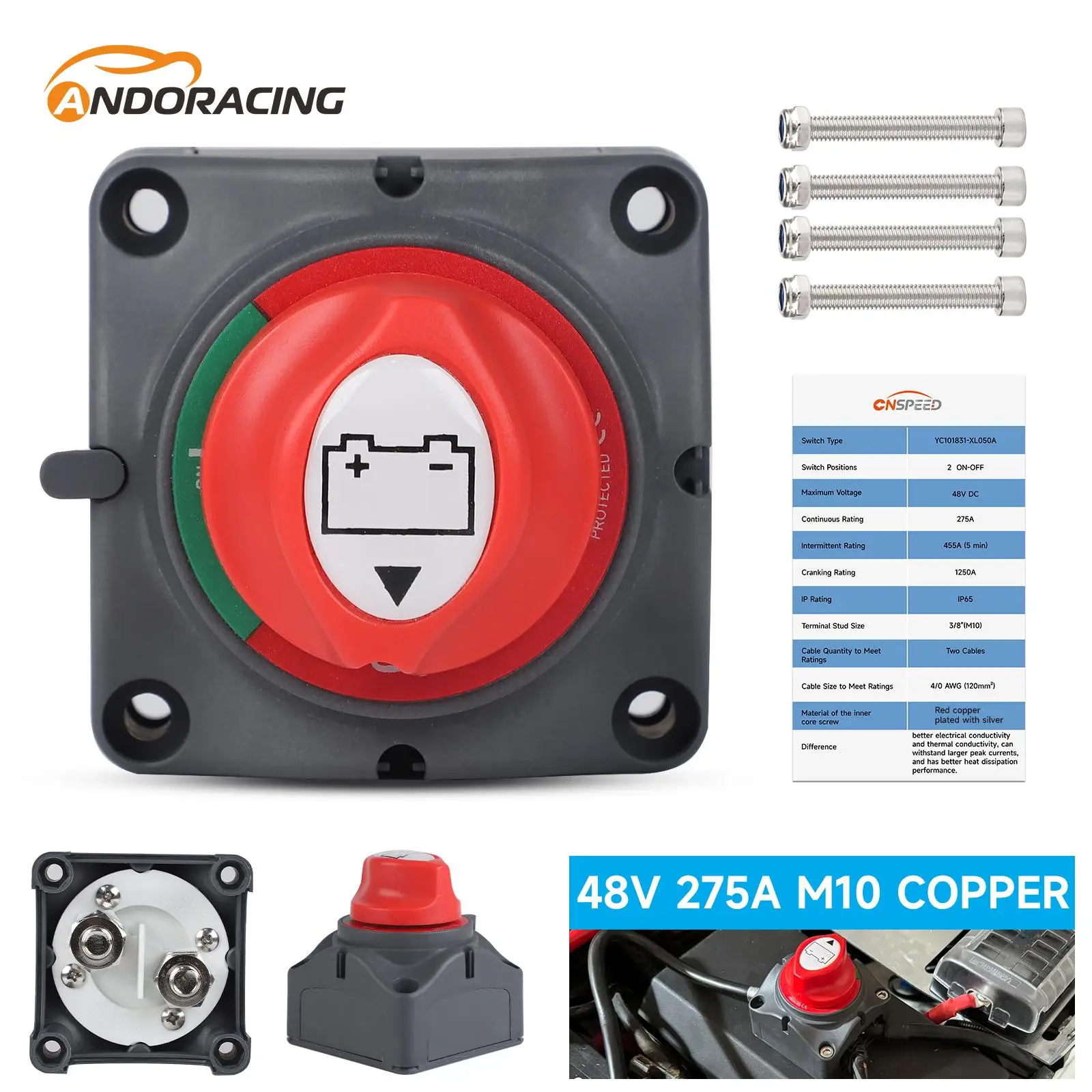 12V-48V 300A 2 Position Power On Off Kill Rotary Switch Knob Battery ...