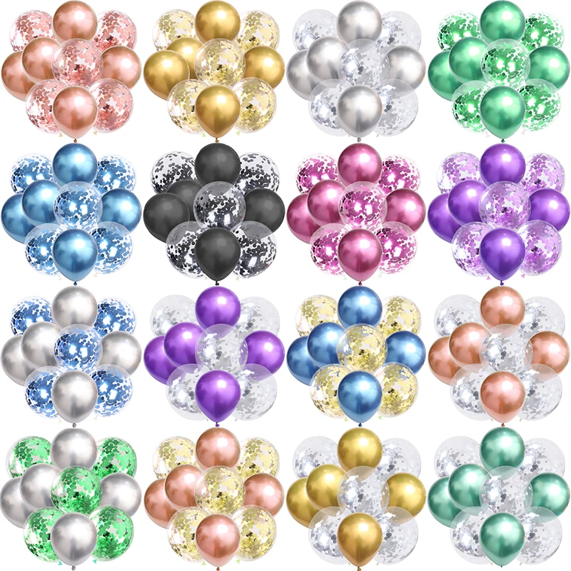 10Pcs-12inch-Rose-Gold-Metallic-Balloon-Set-Happy-Birthday-Wedding ...