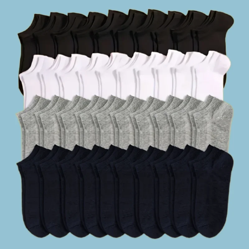 10-20-40-Pairs-2024-New-Top-Quality-Solid-Socks-Bulk-Grey-Men-Women ...