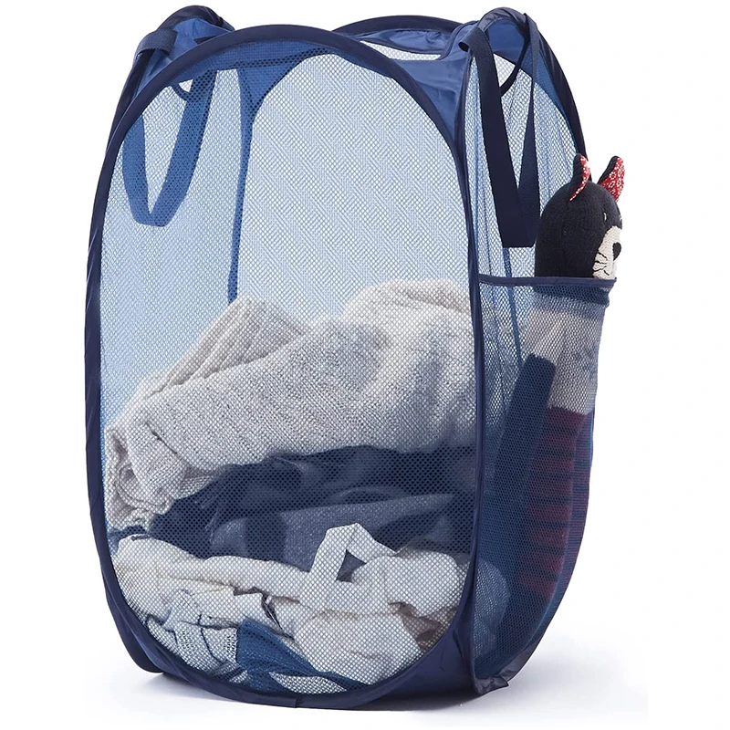 Panier à linge,Round Pocket Blue--Panier À Linge En Maille Pop-up ...