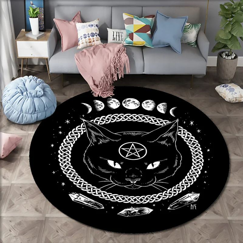 Satanic-Cat-Impaled-Throne-Round-Rug-Bedroom-Area-Atheist-Household ...