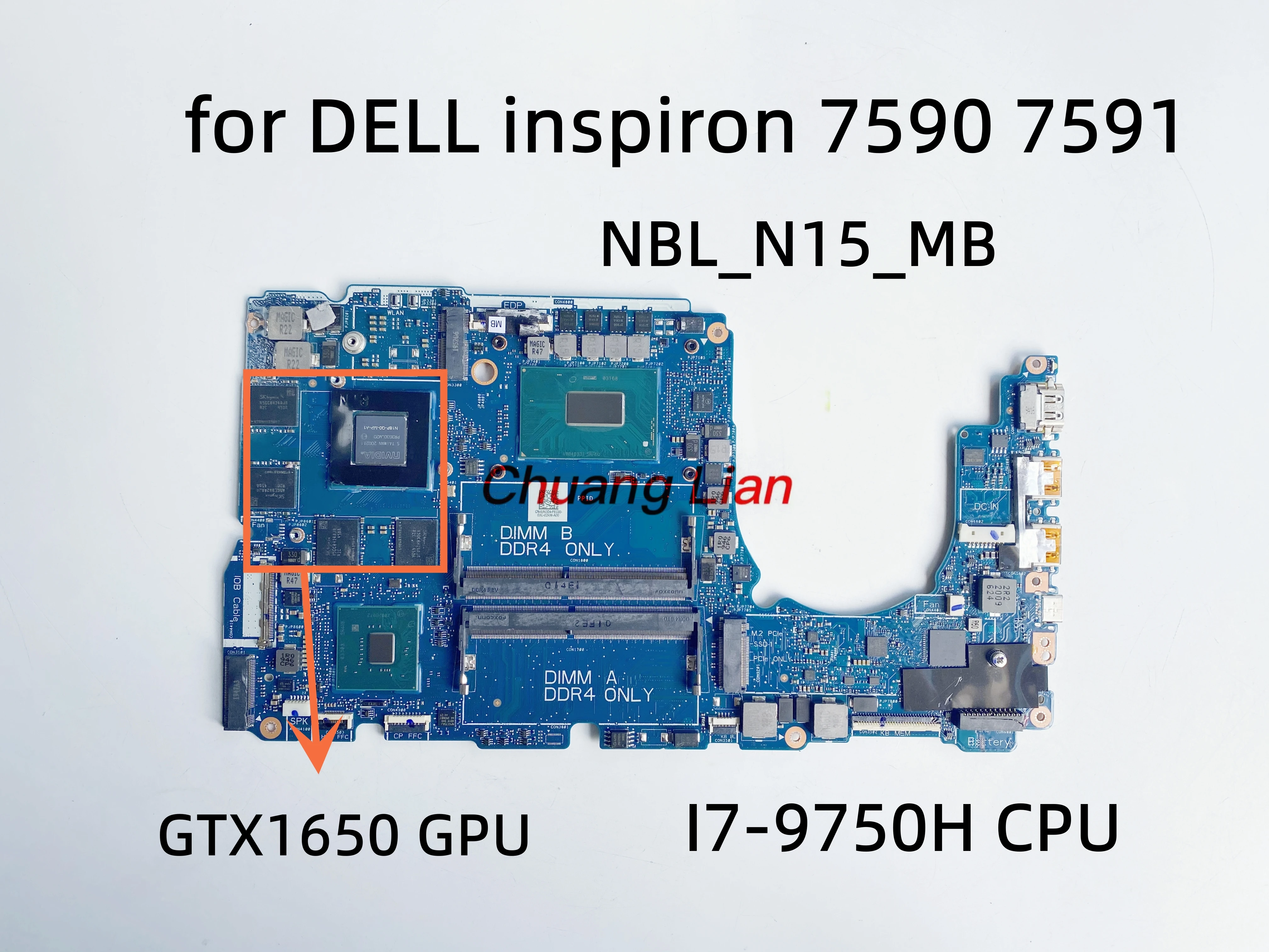NBL_N15_MB for DELL inspiron 7590 7591 Laptop Motherboard with I7 9750H ...