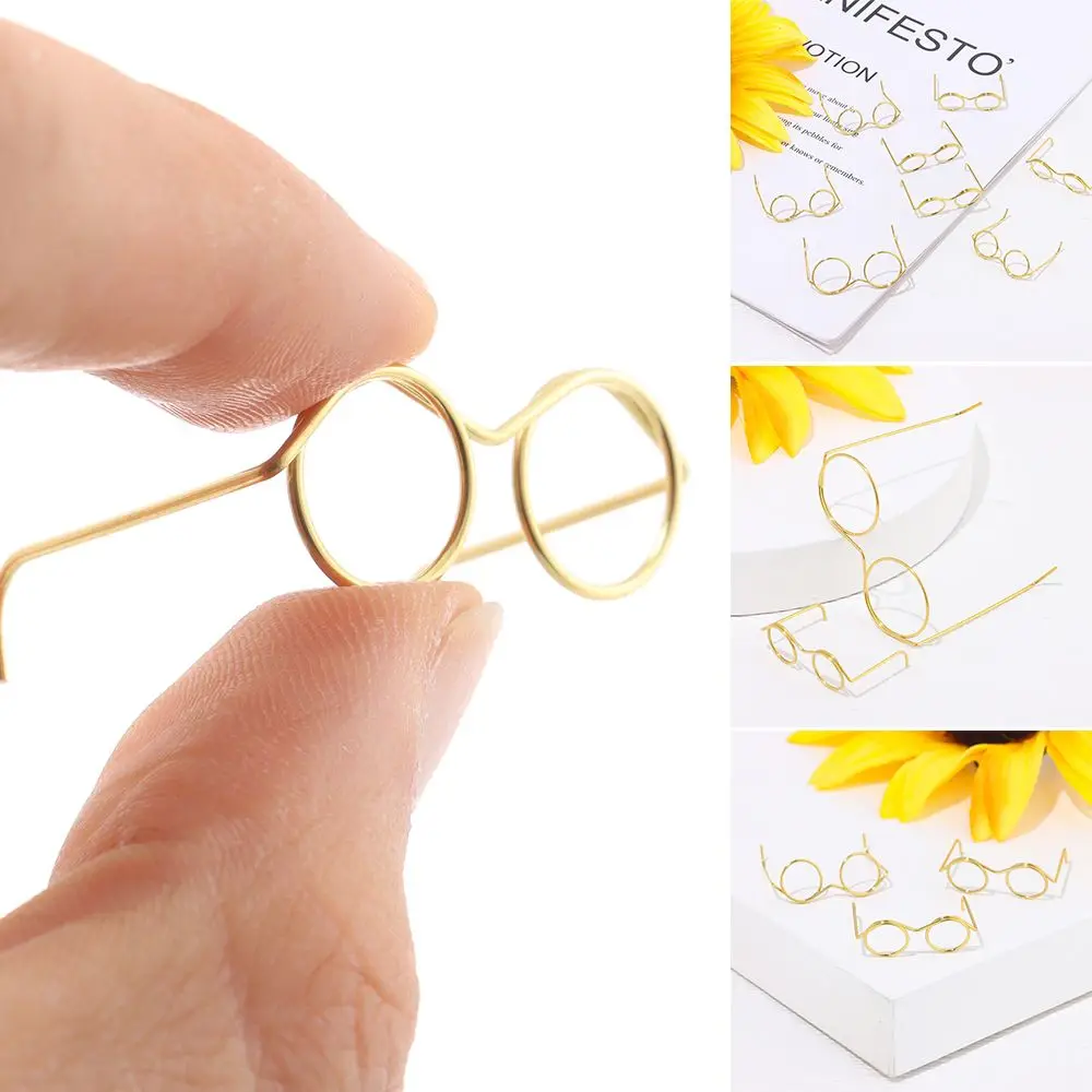 10PCS-Cute-Gold-Round-Frame-Lensless-Retro-Doll-Glasses-For-Doll ...