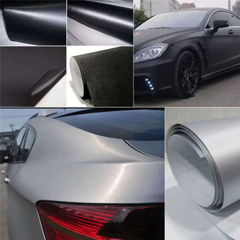 152x30cm-Brushed-Black-Metallic-Aluminum-Auto-Flex-Vinyl-Wrap-Car ...